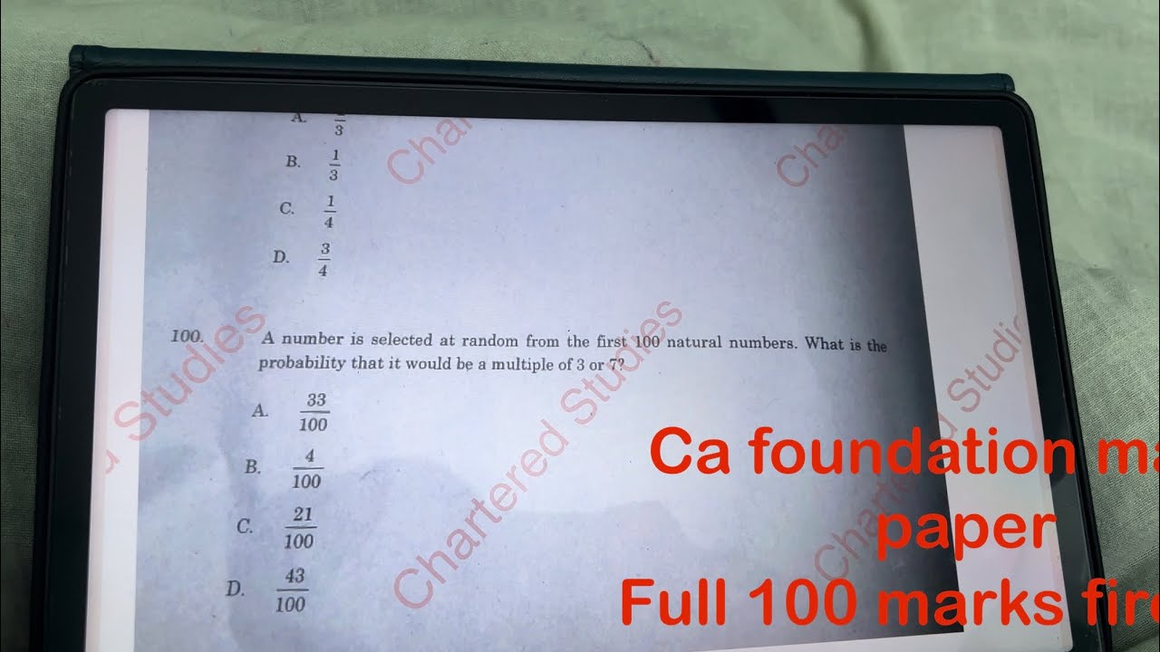Ca foundation dec 2023 maths paper no.3 🔥🔥😍 full 100 marks paper leaked ...