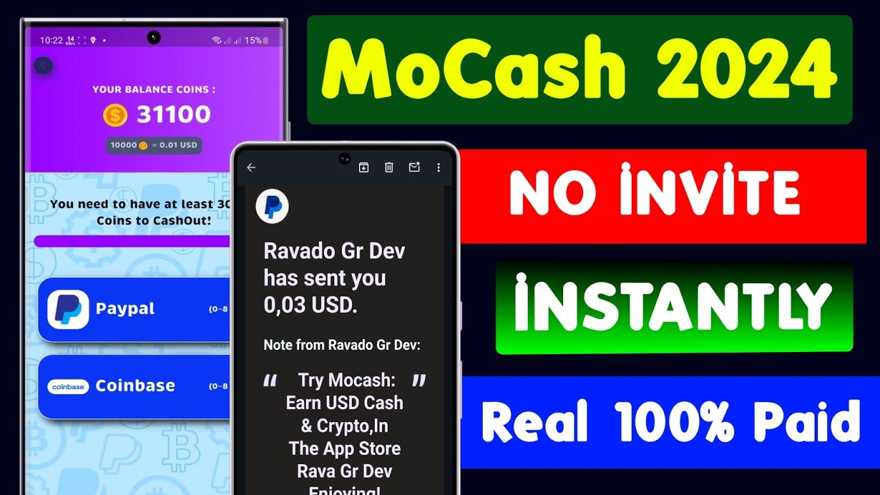 MoCash INSTANT $.03 Paypal Live Proof||New Paypal vs Coinbase Earning ...