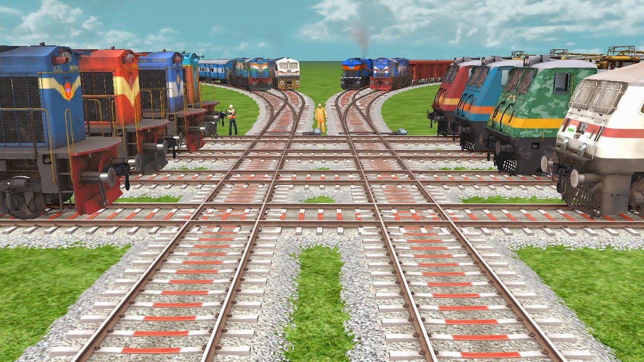 12TRAINS 🥳 CROSSING AT CURVED BUMPY RAILROAD DIAMOND RAILROAD TRACKS ...