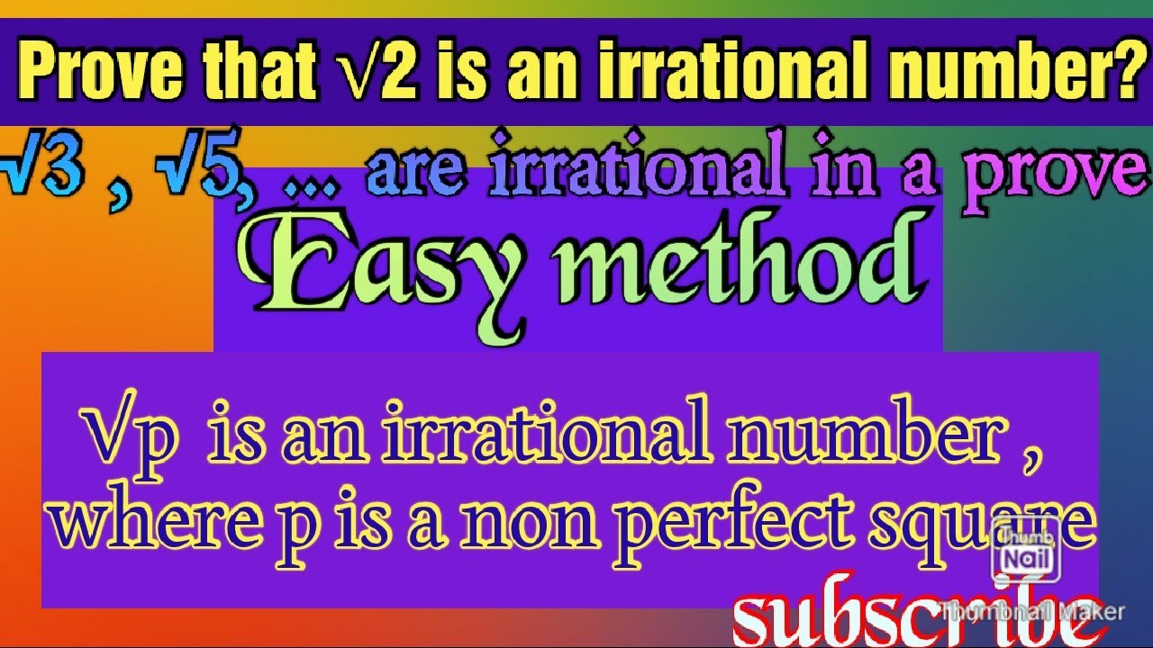 Proof of'√2 is an irrational number' ||√3, √5,.. are irrational||Easy ...