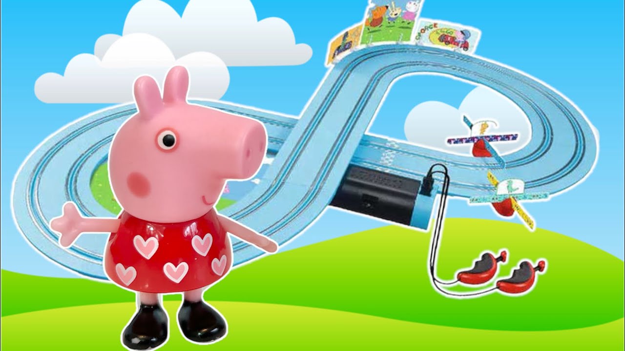 Car RACE Peppa and George Pig Fun Play! - YouTube