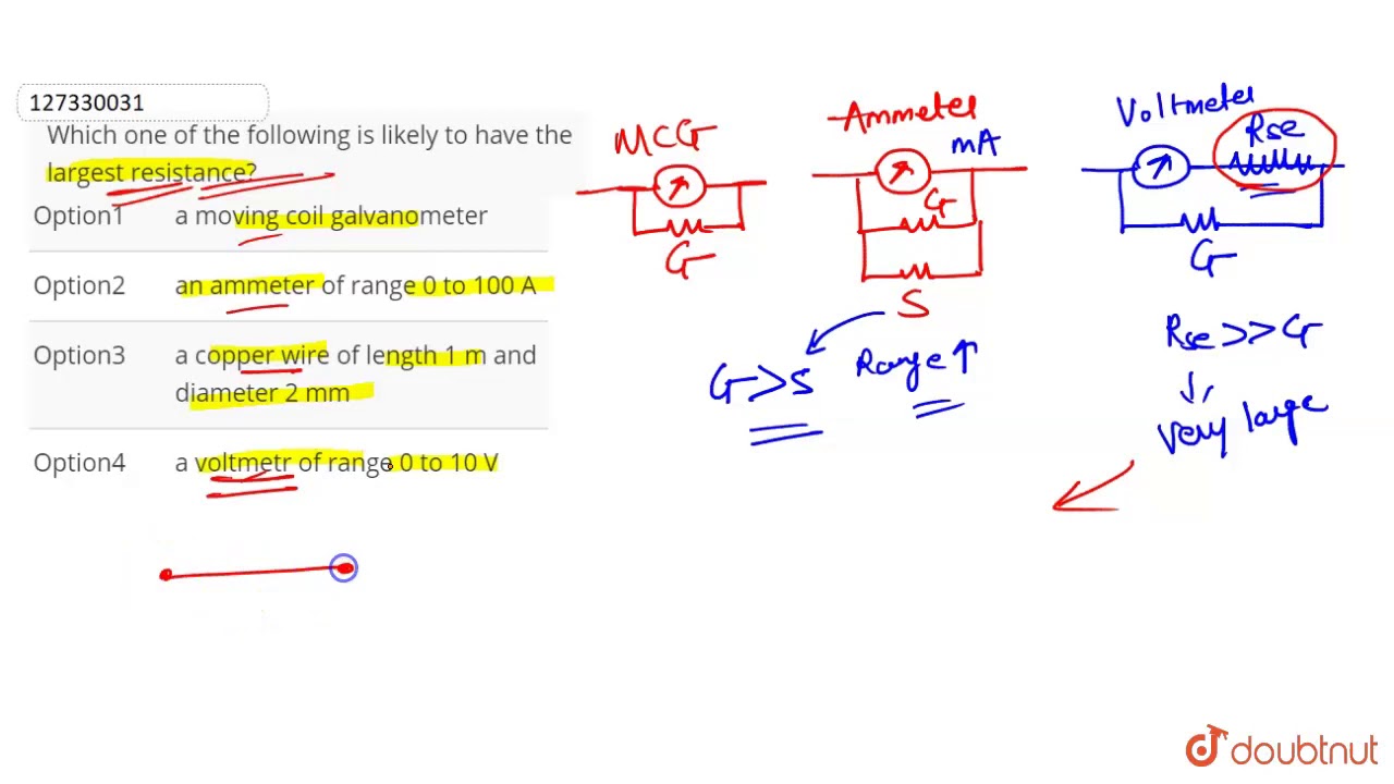 Which one of the following is likely to have the largest resistance ...