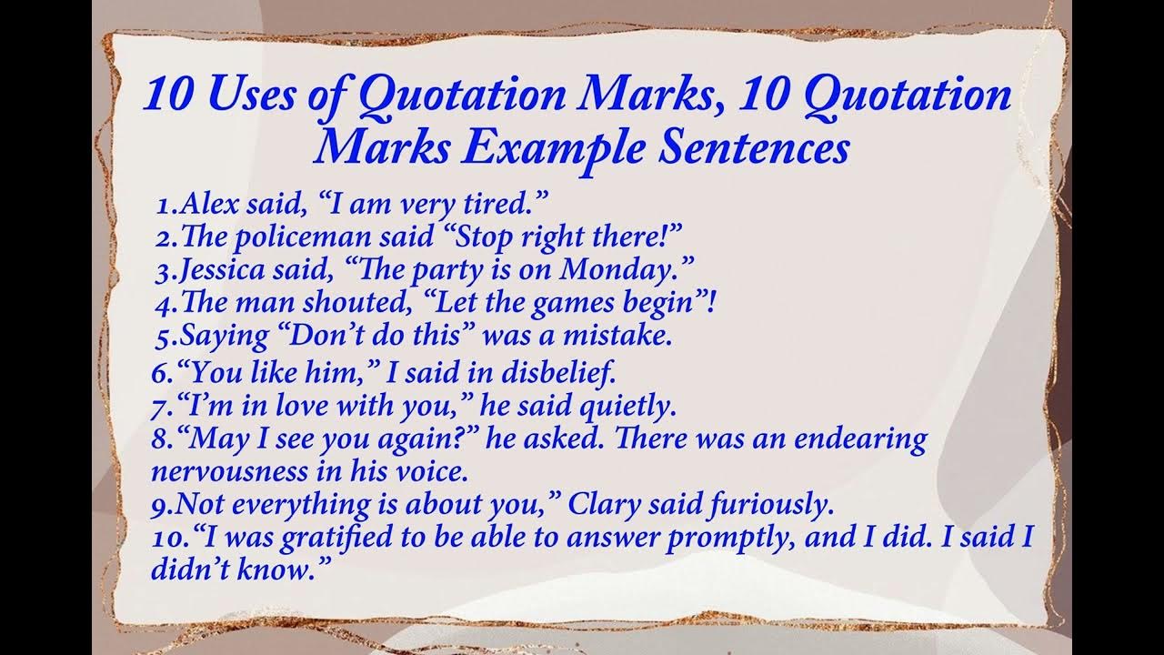 10 Uses of Quotation Marks - YouTube