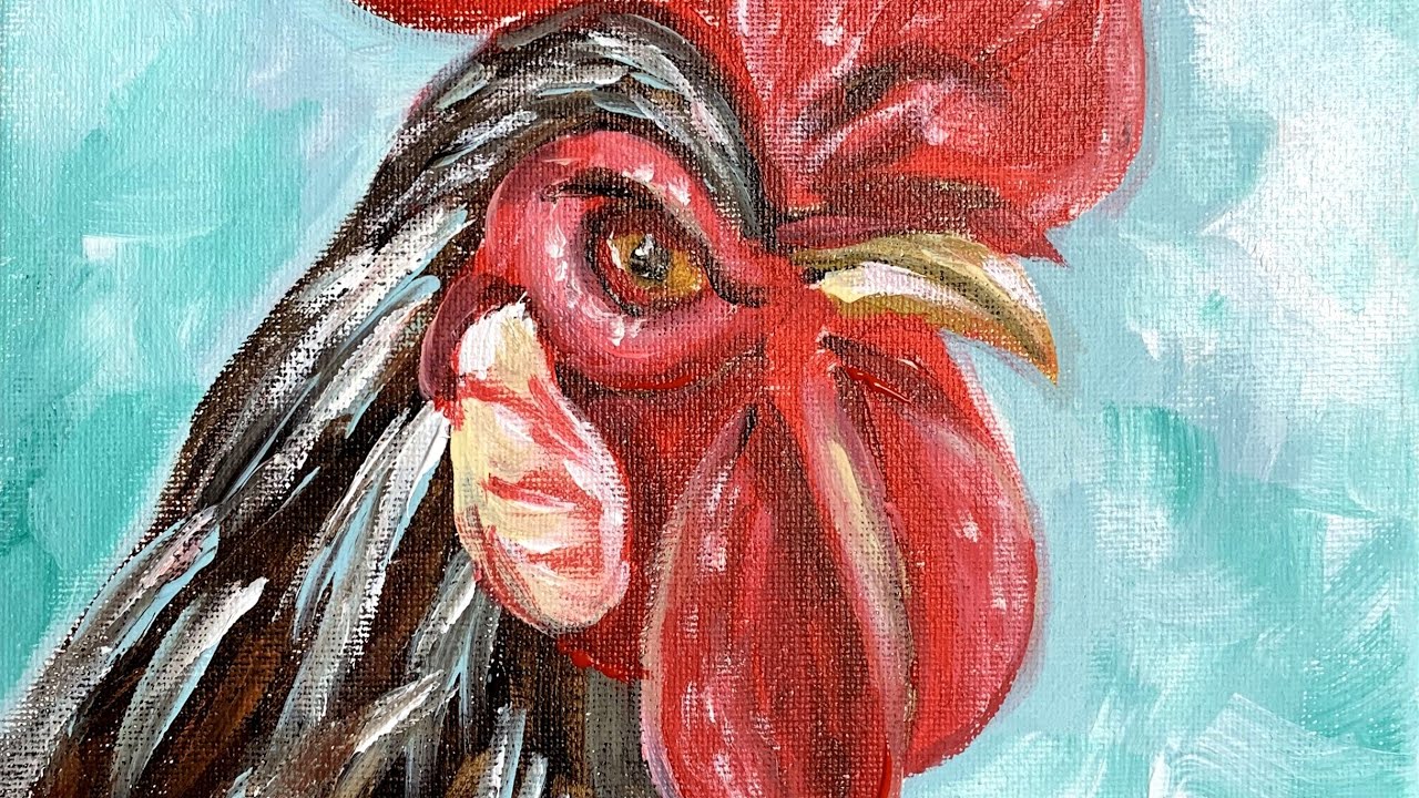 Rooster painting tutorial - YouTube