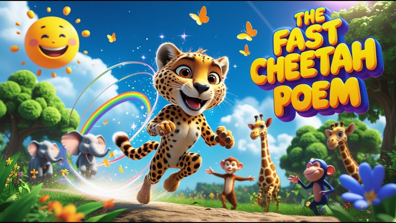 🐆 The Fast Cheetah Song 💨 Speedy Animal Poem for Kids Jungle Learning ...