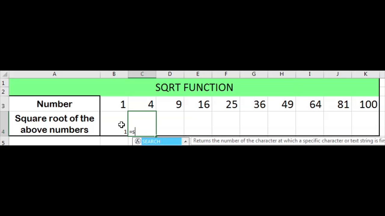 Microsoft Excel SQRT Function | FREE - YouTube