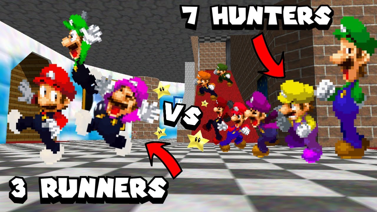 3 Runners VS 7 Hunters (Mario 64 Hunters) - YouTube