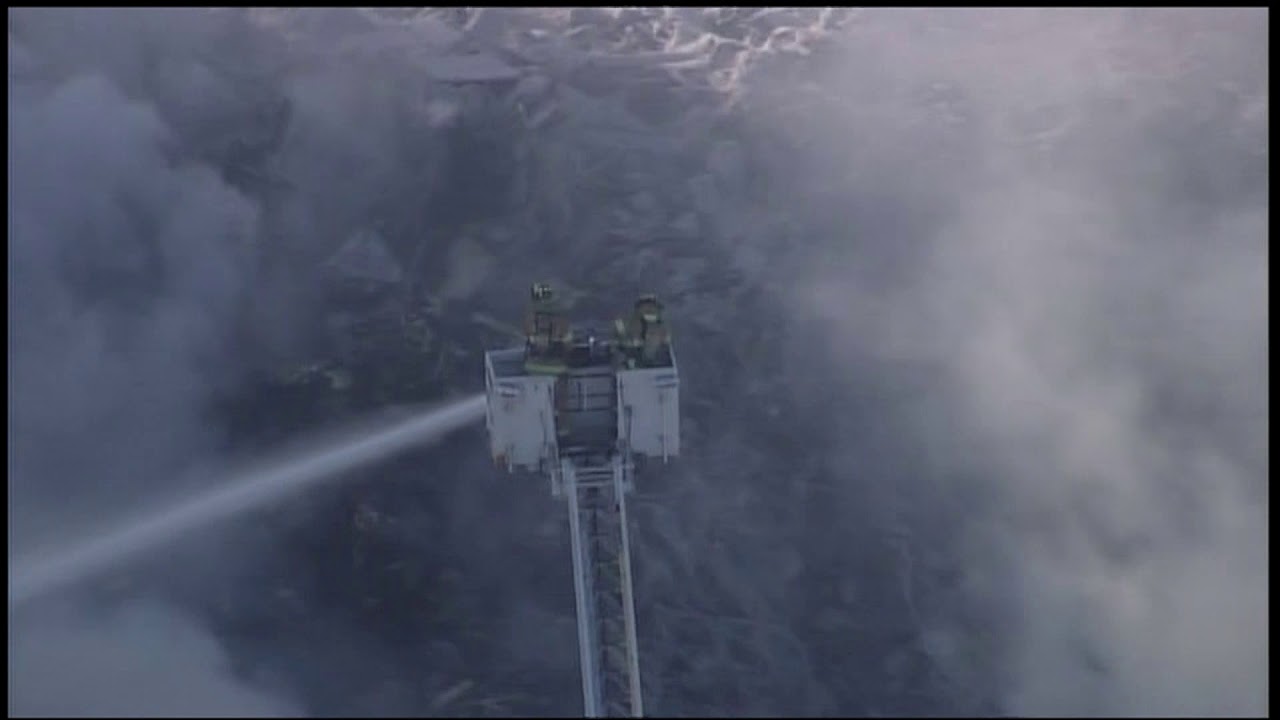 RAW: Aerial footage of recycling plant fire in Becker, MN - YouTube