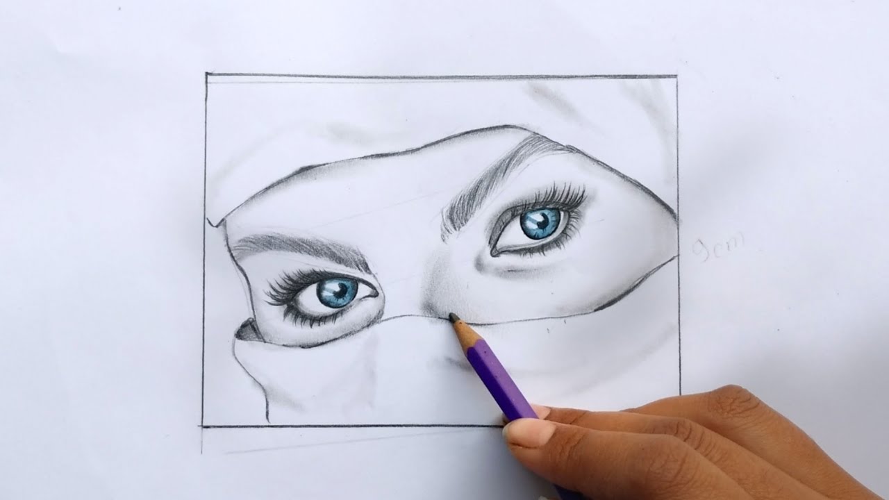 How to draw blue eyes in 10 minutes - YouTube
