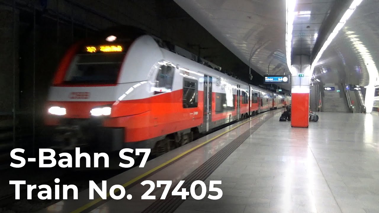 S-Bahn S7 Train Number 27405 Wolfsthal Bahnhof Arriving at Flughafen Wien Bahnhof in Austria ...