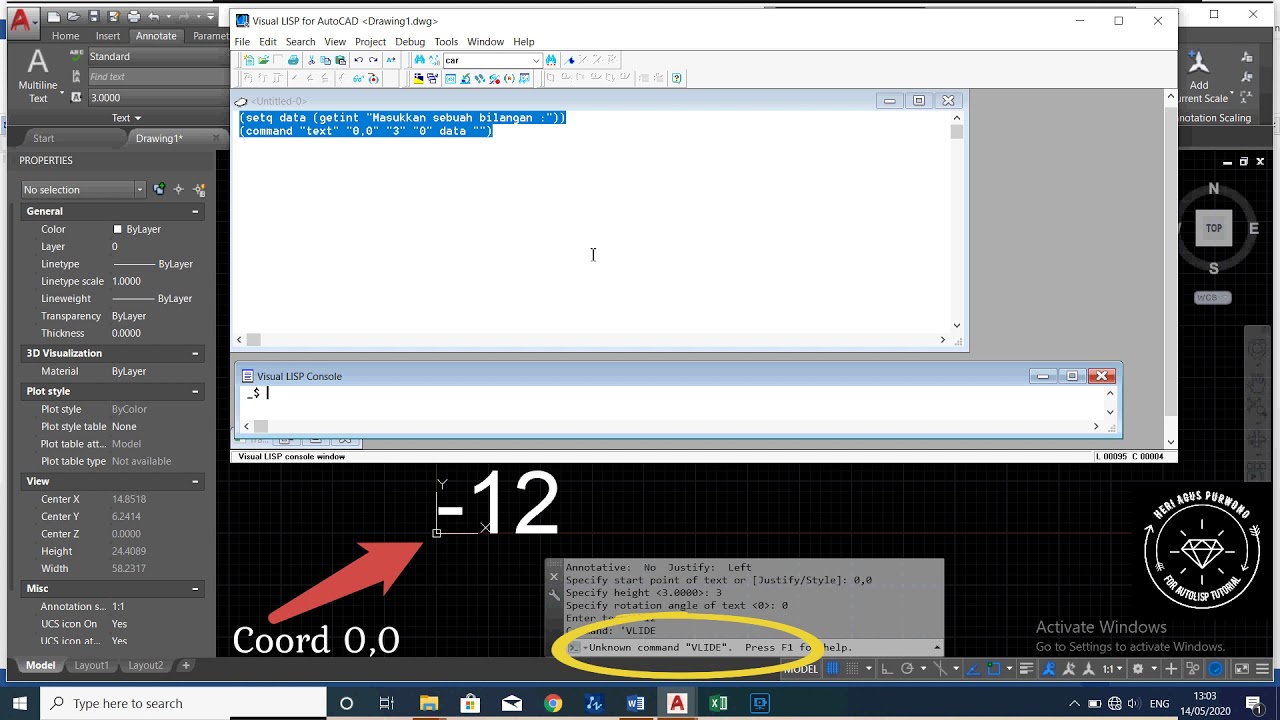 Tutorial Autolisp Untuk Software Cad Autocad And Zwcad Tutorial 15getint Youtube