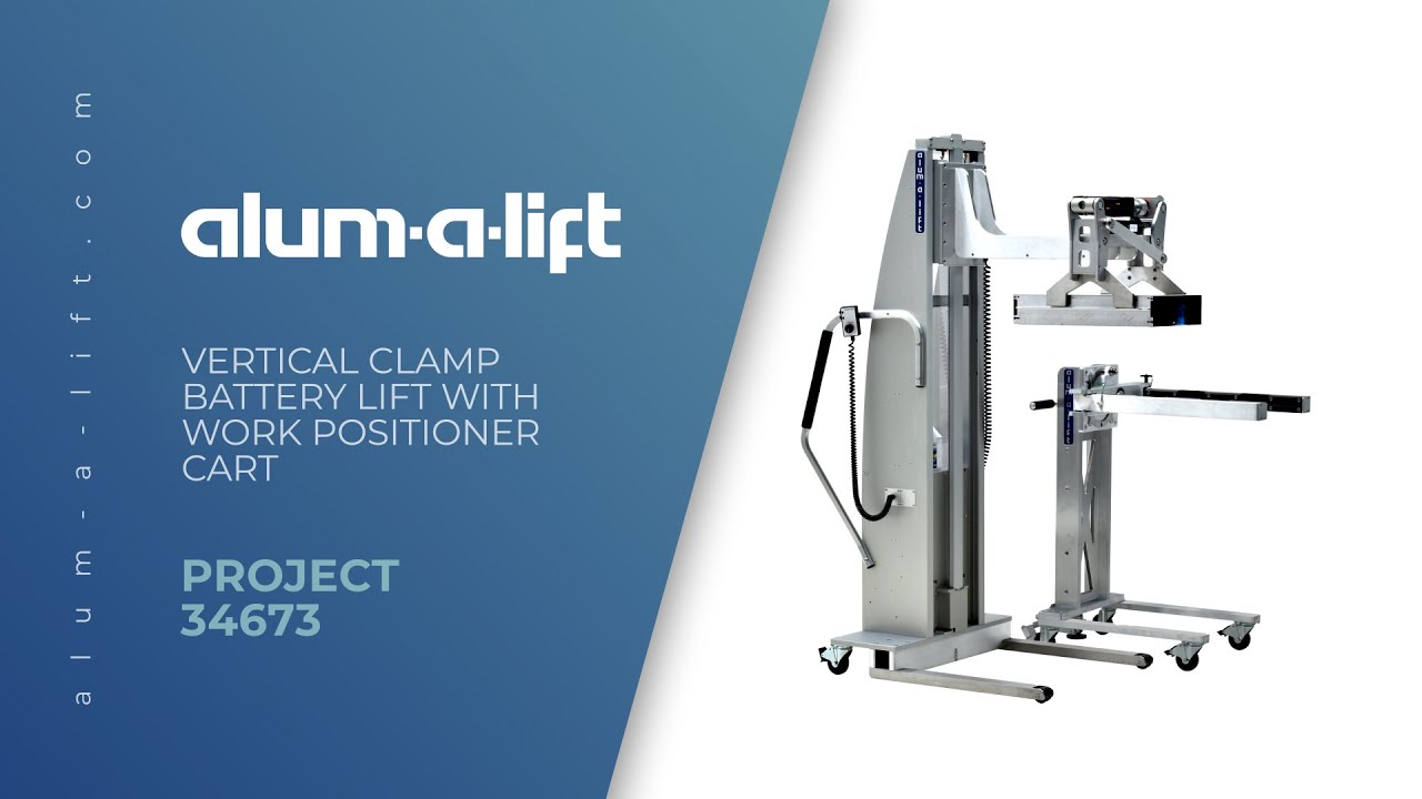 Vertical Clamp Battery Lift with Work Positioner Cart | Alum-a-Lift ...