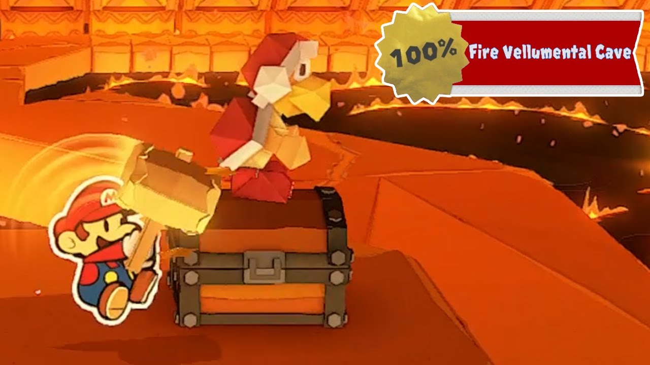 Paper Mario The Origami King - 100% Walkthrough - Fire Vellumental Cave ...