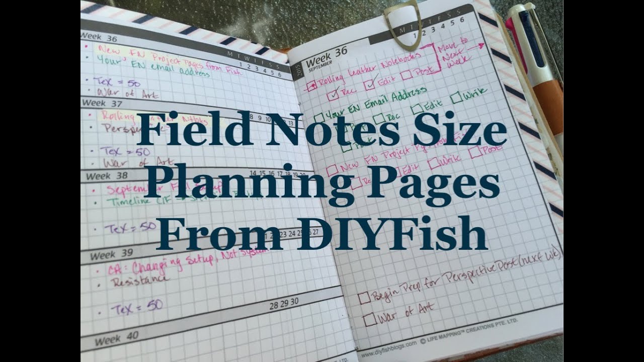 New Field Notes Size Planning Pages from DIYFish - YouTube