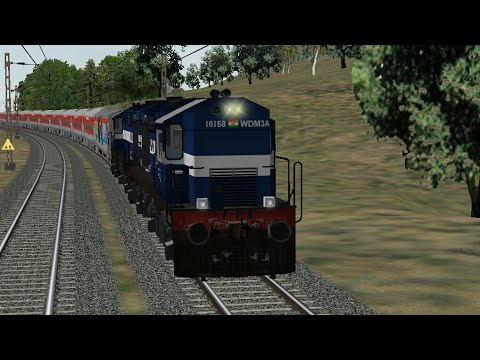 Ratlam WDM3A twins 22414 NZM - MAO Goa Rajdhani Express departing Vasai ...