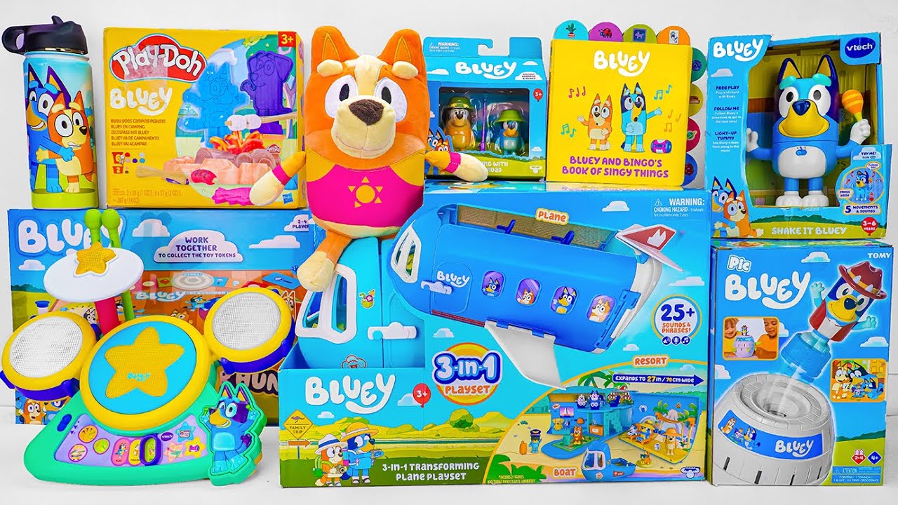 Bluey Toy Collection Unboxing Review 💙 Bluey 3-in-1 Airplane ...