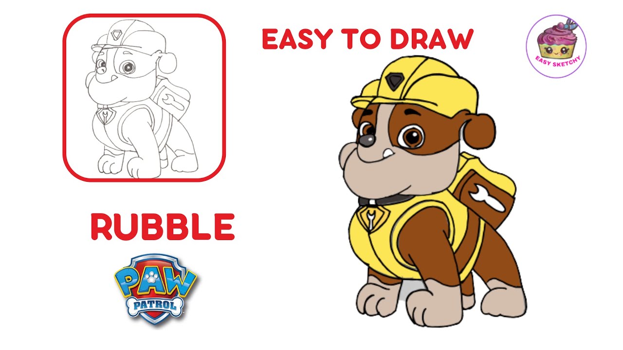 HOW TO DRAW RUBBLE / PAW PATROL - YouTube