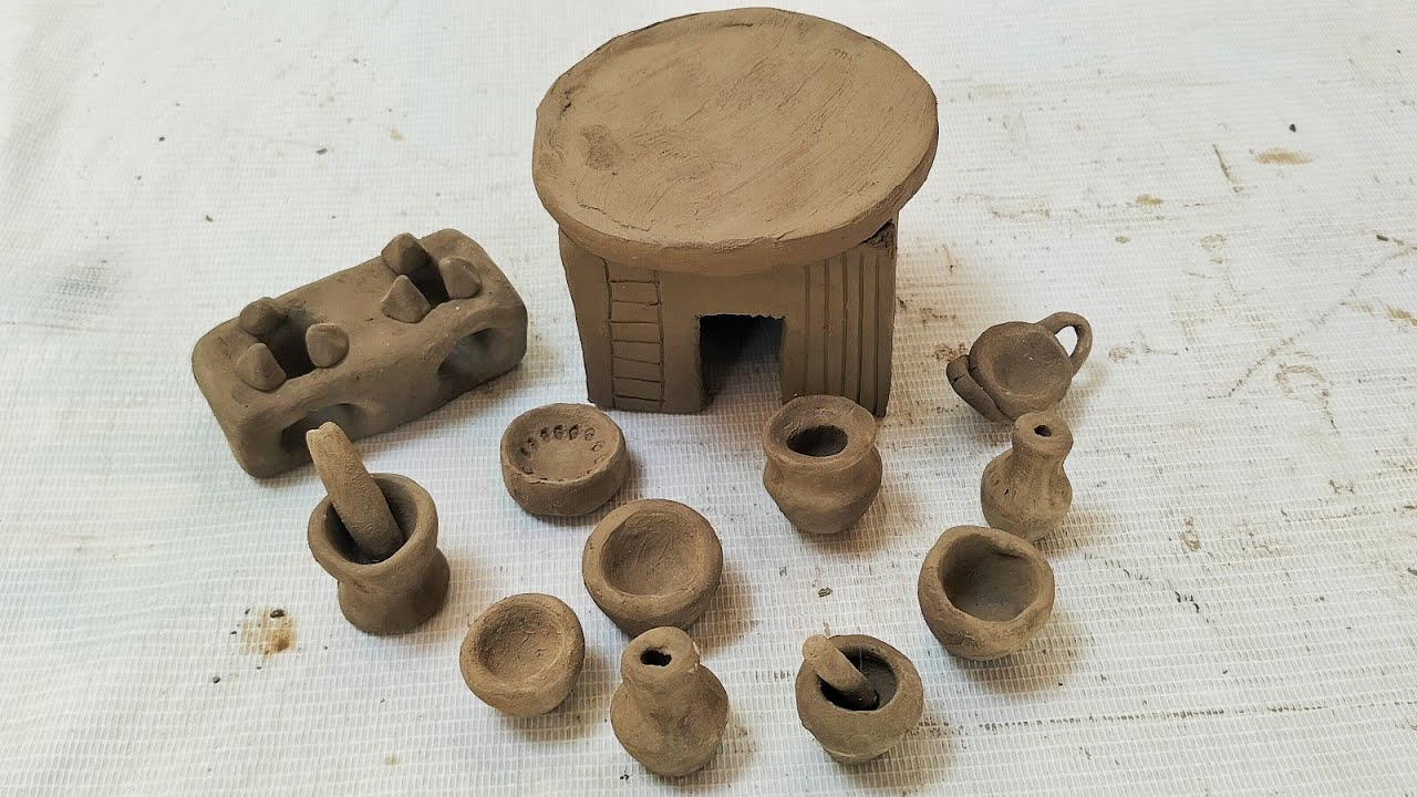 Unboxing handmade kitchen set with Clay, kitchen tools - YouTube