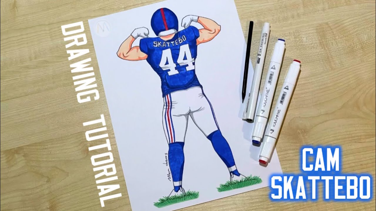 How to draw Giants players Cam Skattebo - YouTube