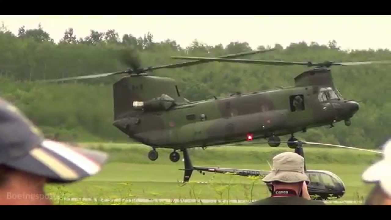 RCAF CH-147 Chinook Helicopter Landing at CYND - YouTube