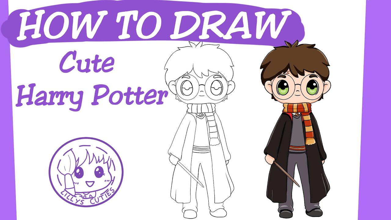 How to Draw! Cute Harry Potter | Drawing a cute Harry Potter wearing ...