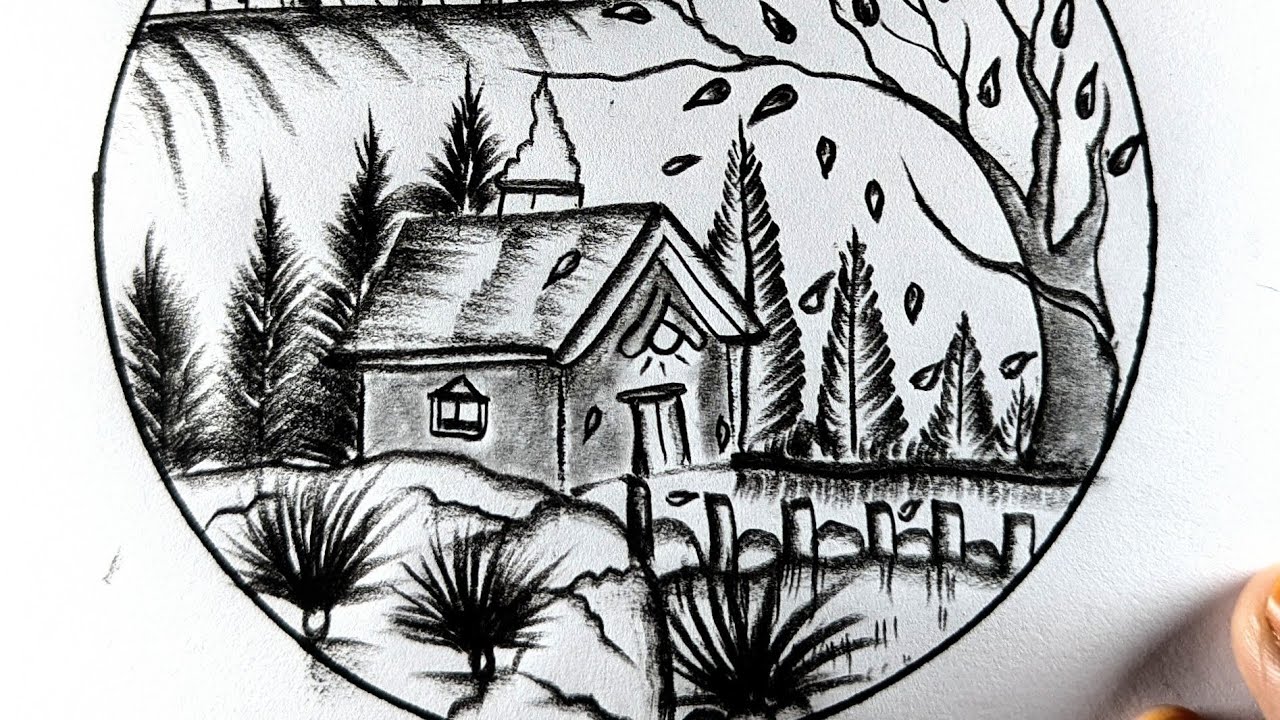 how to easy draw realistic scenery by sketch...... - YouTube