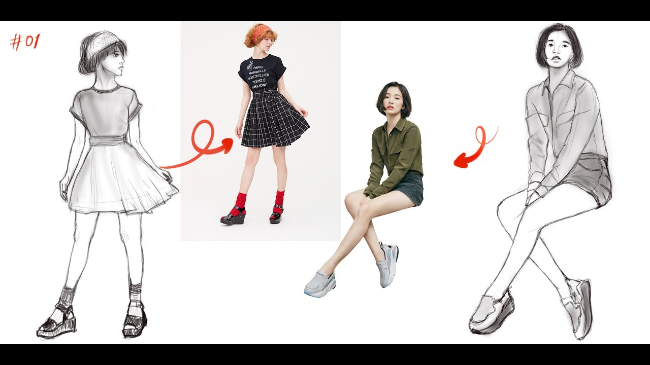 How To Draw Female poses || Gesture Drawing @vivu_art #pose #art - YouTube