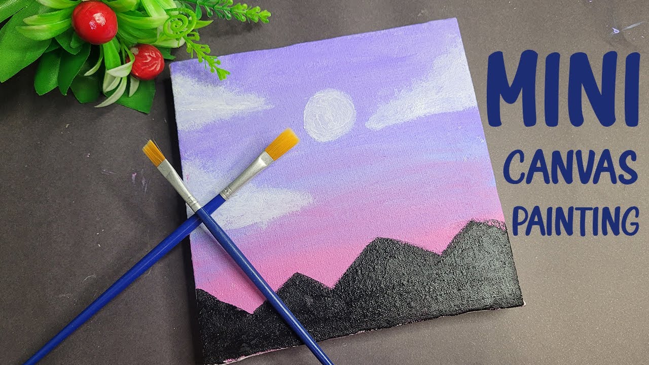 Easy Painting Idea on Small Canvas I Mini Canvas Painting I Acrylic ...