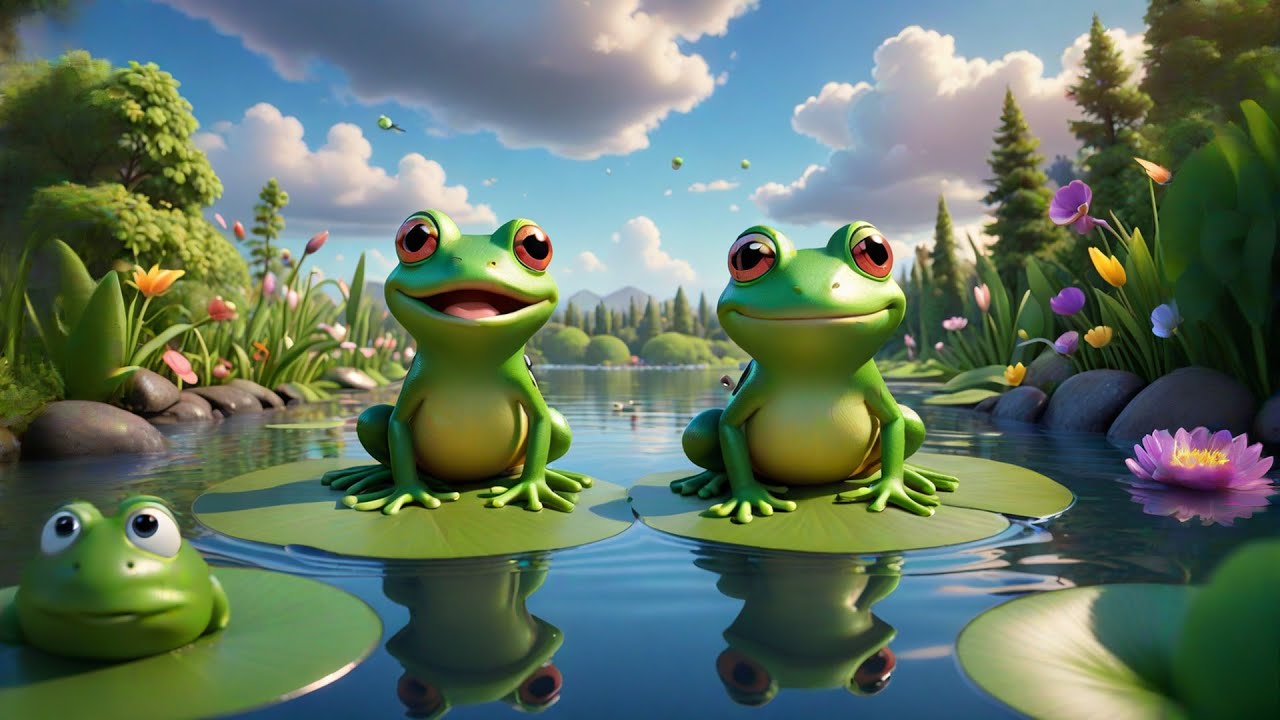 Three Jumping Frogs Sing La La La | Fun Animal Song for Kids ...