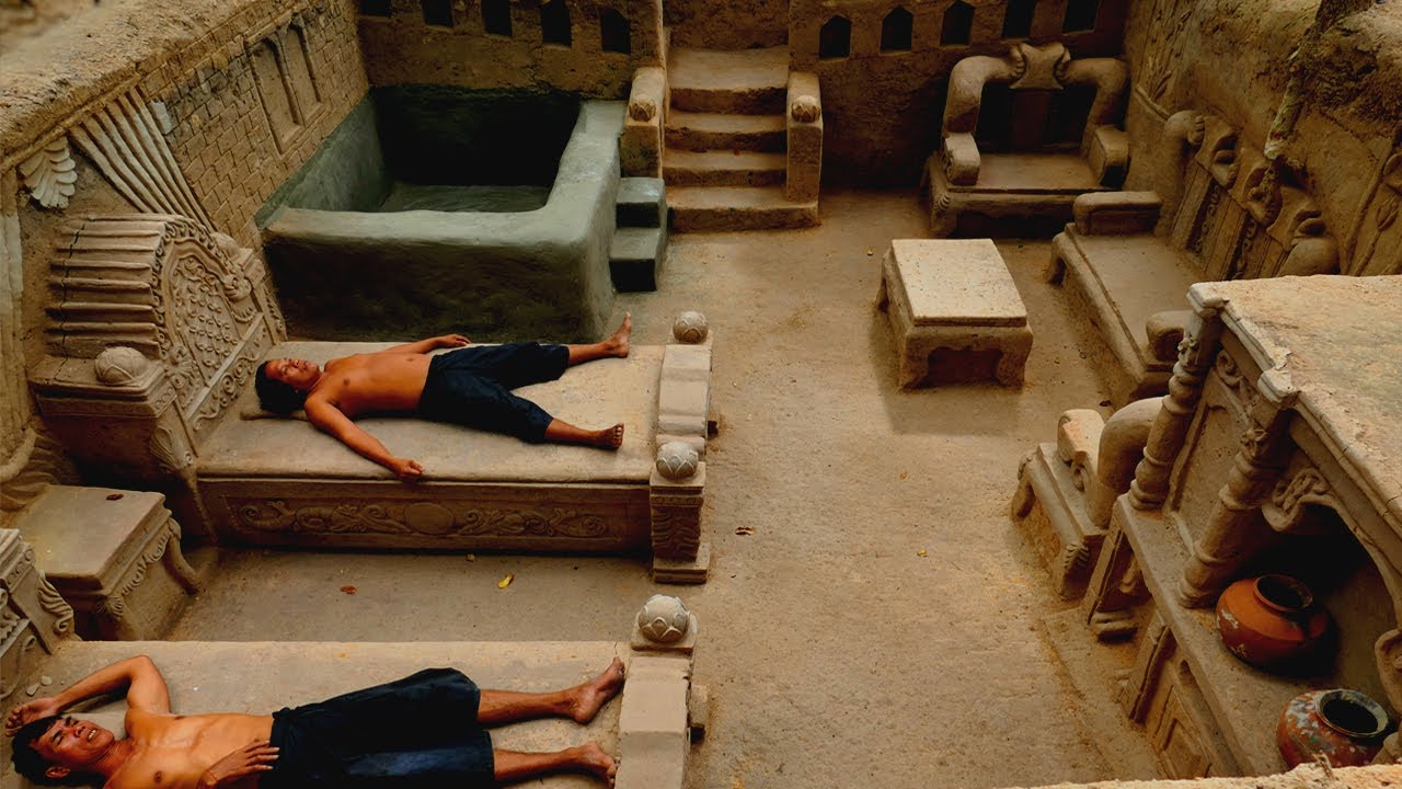 Building Modern Underground King Room With Modern Underground Sofa and ...