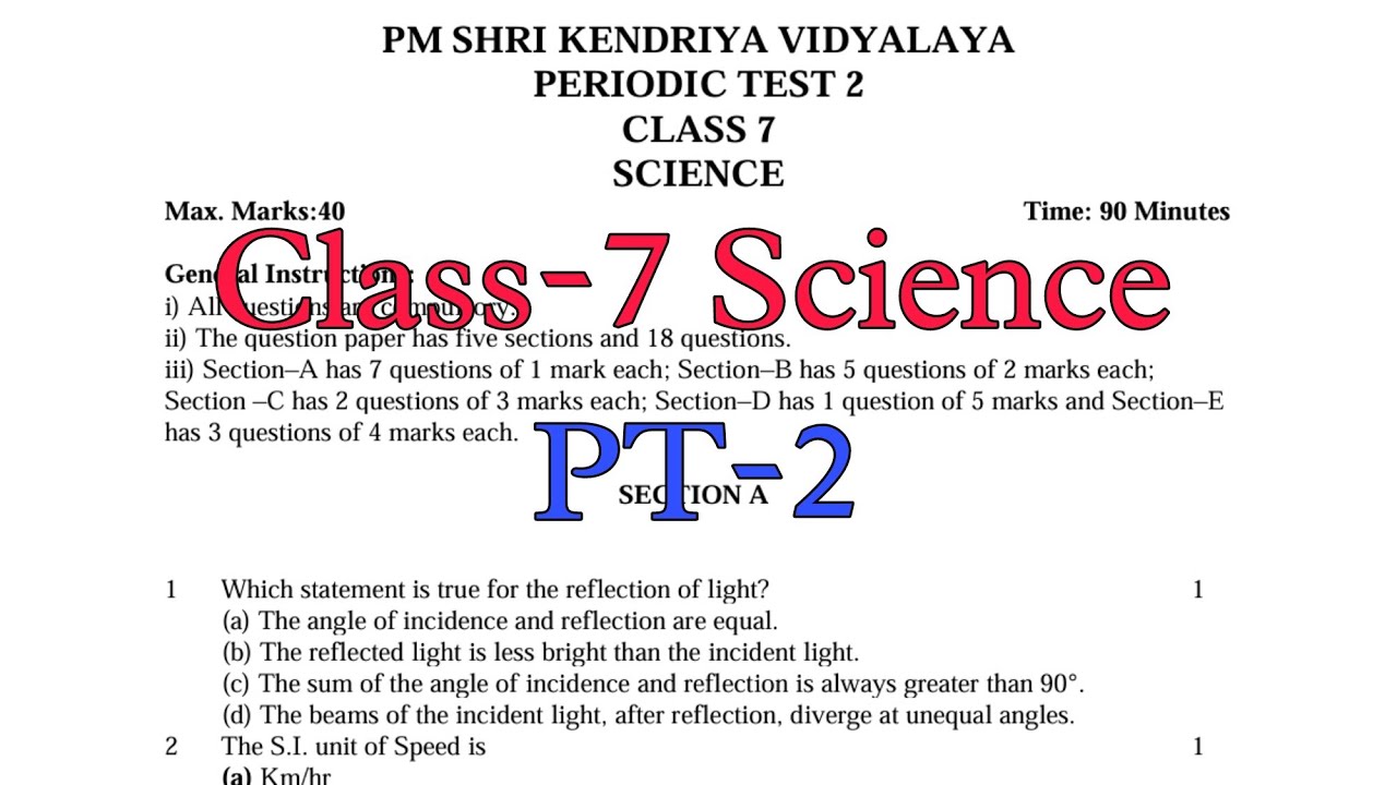 Class-7 SCIENCE / PT-2 Exam Question Paper / Session 2024-25 / Periodic ...