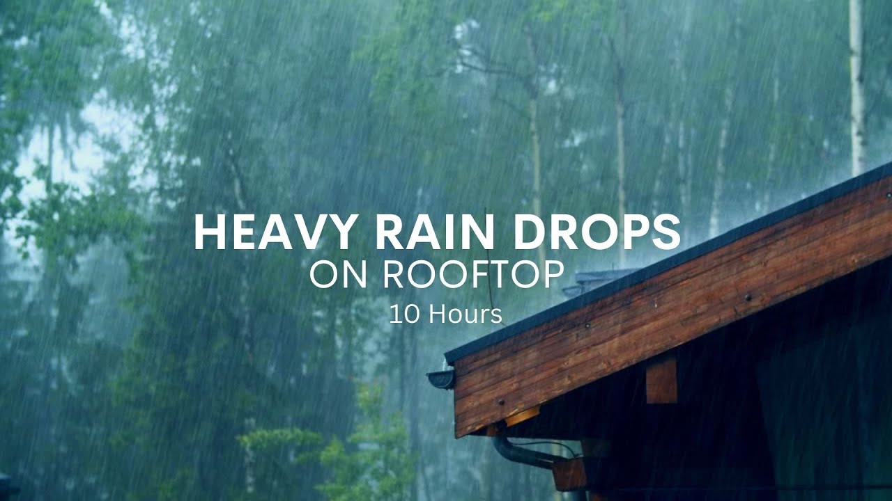 Heavy Rain Pouring Down On Roof in House, Torrential Rain In Suburb ...