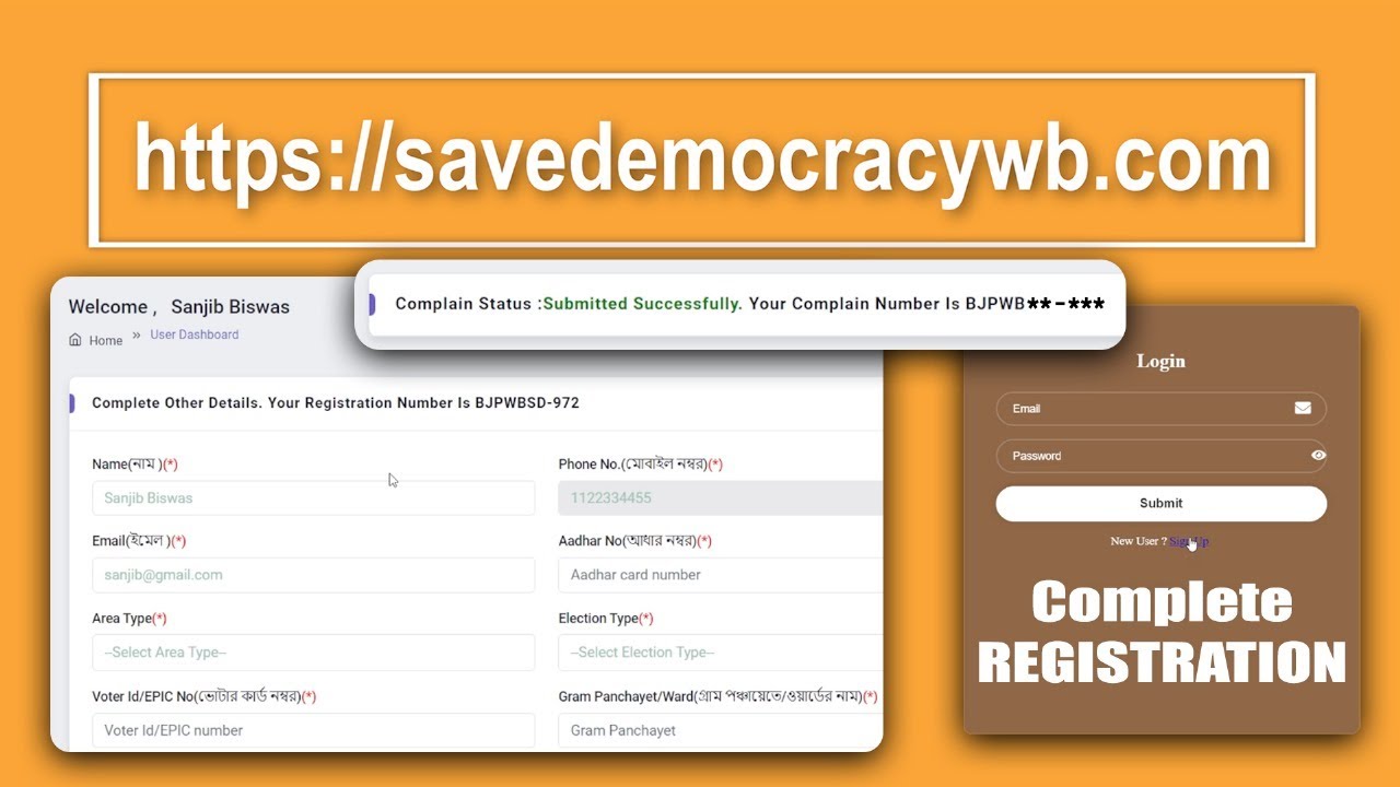 Save Democracy Portal Sign UP & Login Tutorial - YouTube