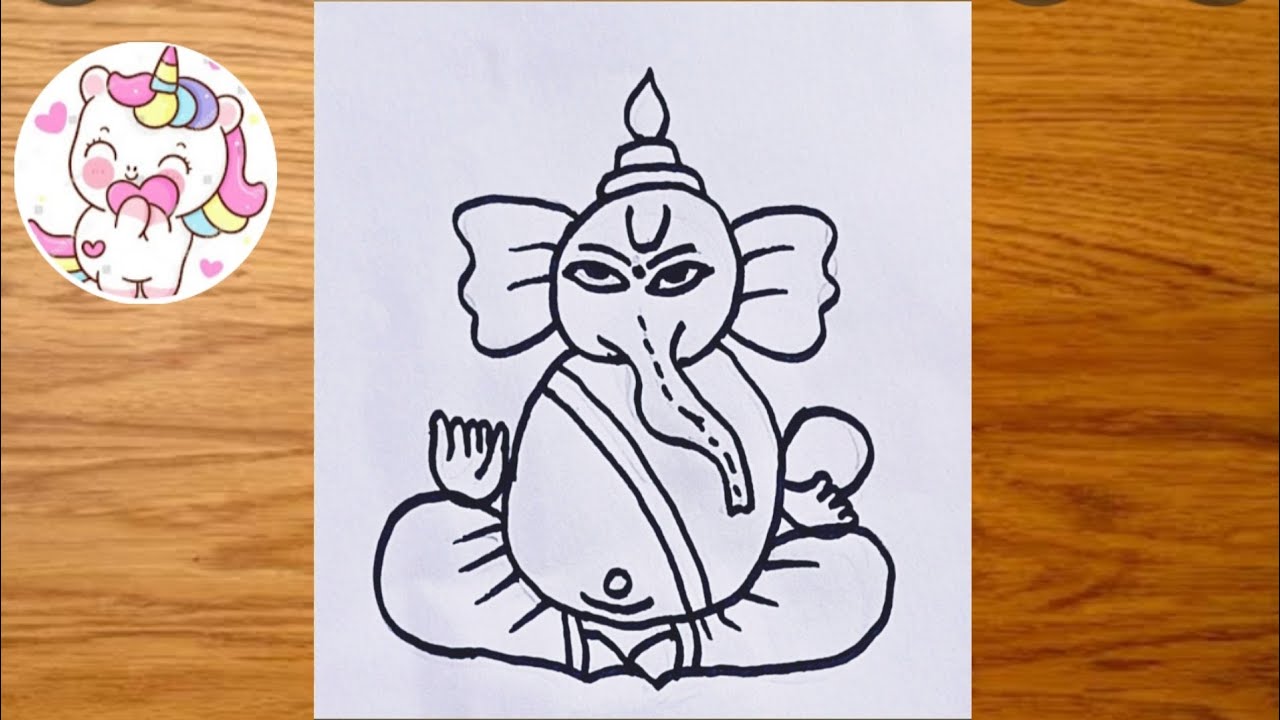 Easy ganesh ji drawing for kids || Cute ganesh ji drawing step by step ...