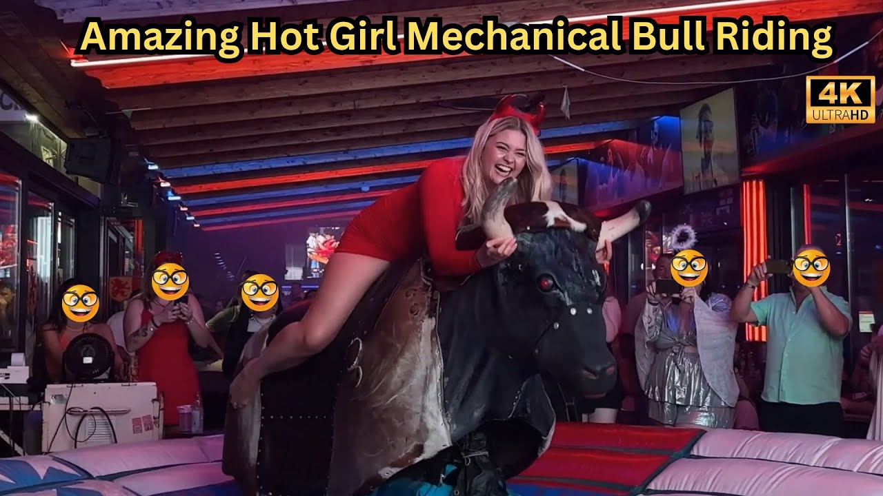 Amazing Hot Girl Benidorm Mechanical Bull Riding Viral Video For ...