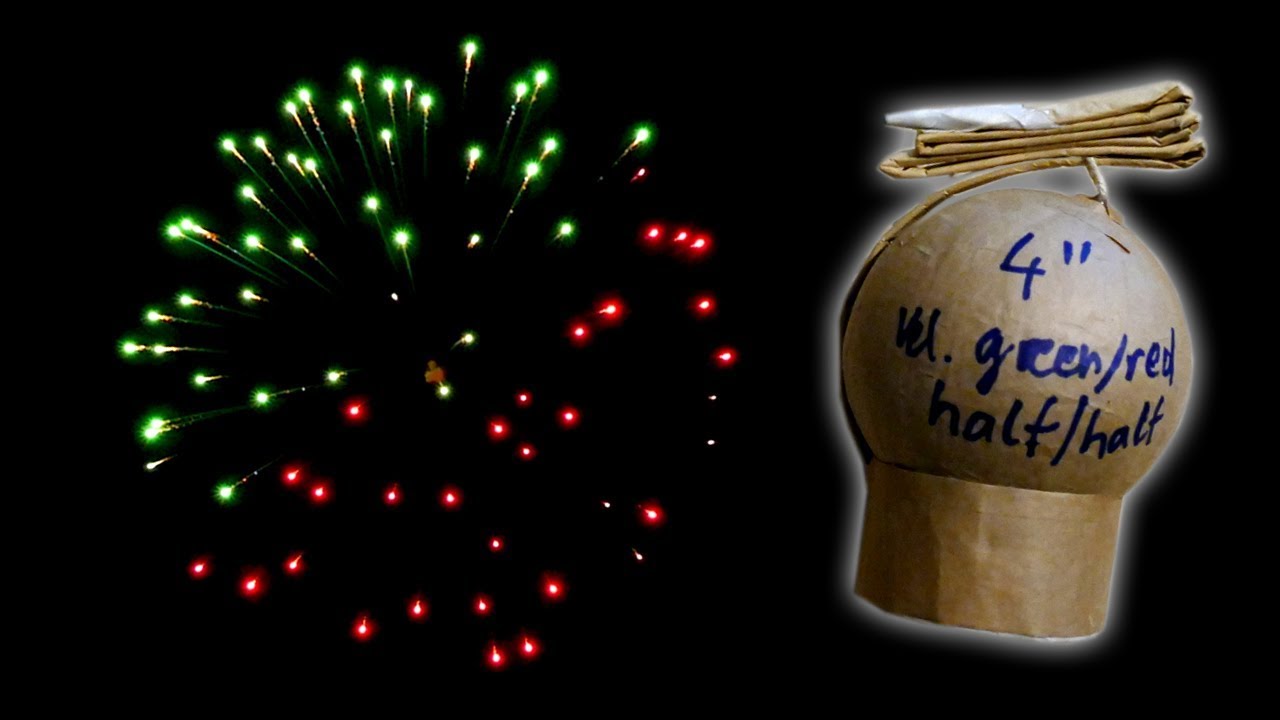 100mm selfmade half GREEN/half RED firework shell / 4 inch Kugelbombe ...