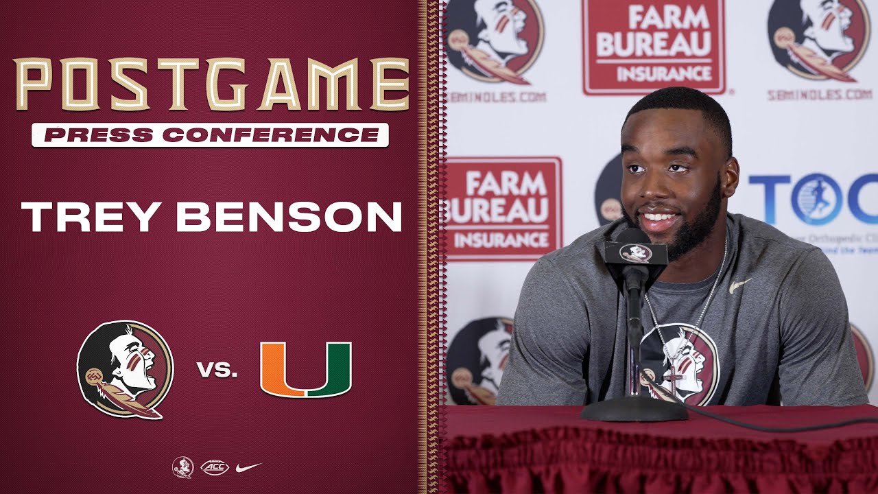 TREY BENSON | FSU Football MIAMI Post-Game Press Conference - YouTube