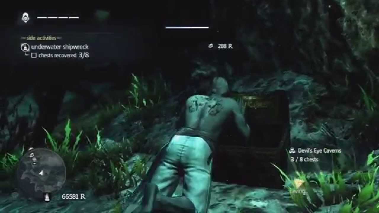 Assassin's Creed 4 - Underwater Shipwreck - Devil's Eye Caverns - YouTube