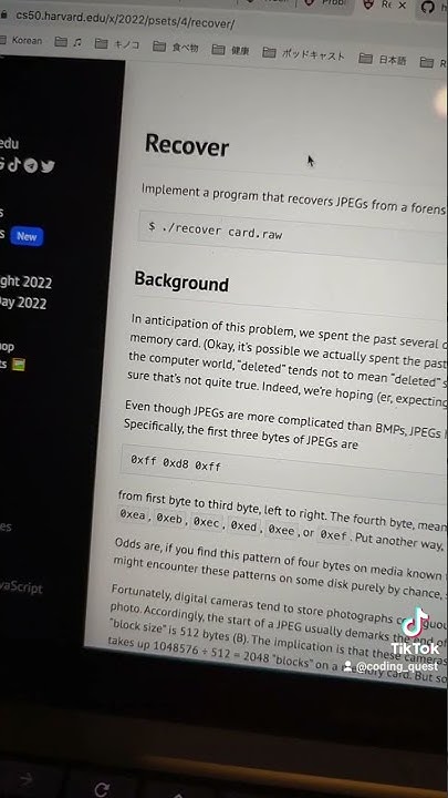 Day 118: Recover problem from CS50 Week 4 - YouTube