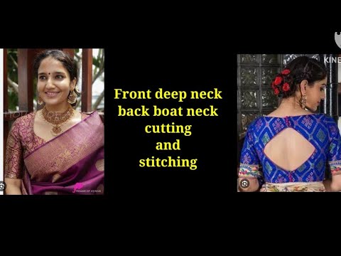 without dori back open boat neck, front prince cut blouse cutting and ...