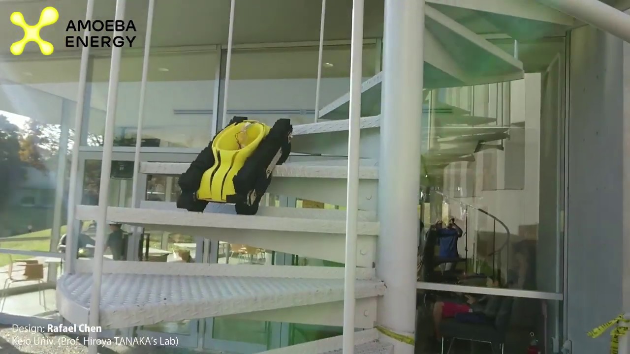 AMOEBA ENERGY's soft robot climbing up and down spiral staircase - YouTube