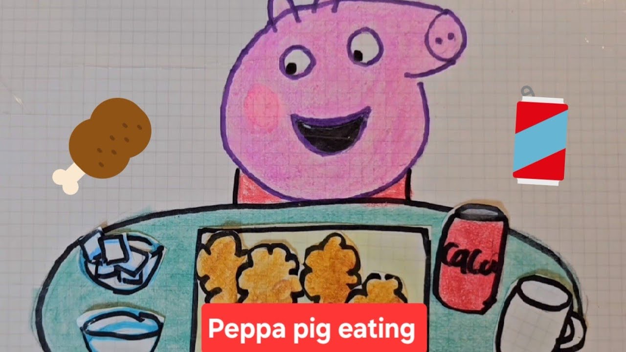 [💸paperdiy💸] Peppa Pig. I'm filming an eating show of Korean chicken ...