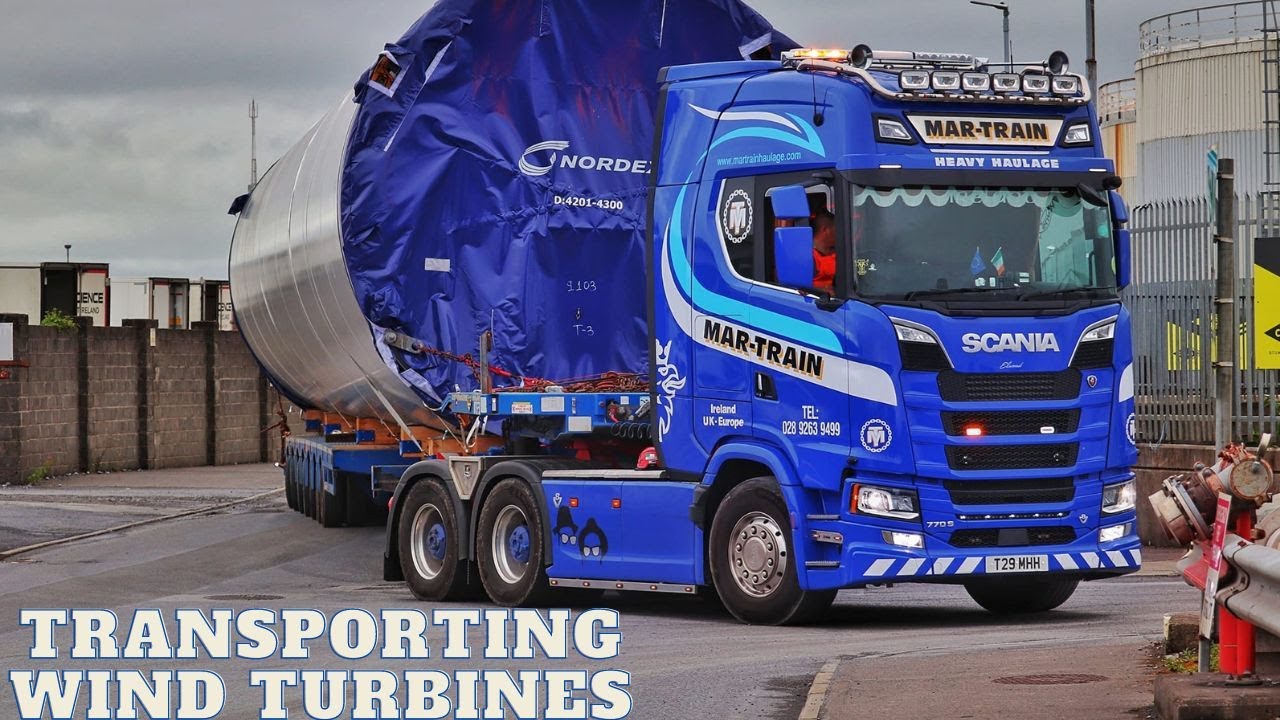 Mar-Train Heavy Haulage Transporting Wind Turbines - YouTube