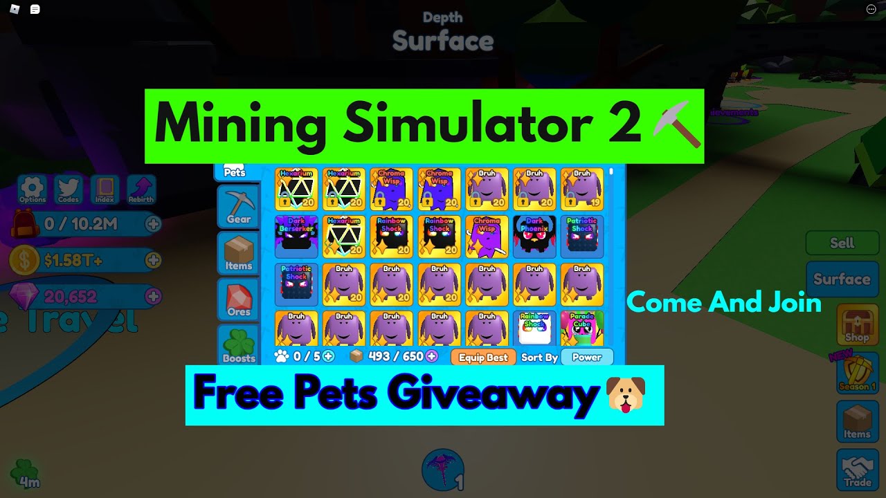 Mining Simulator 2 Free Pets Giveaway Come And Join (Roblox ...
