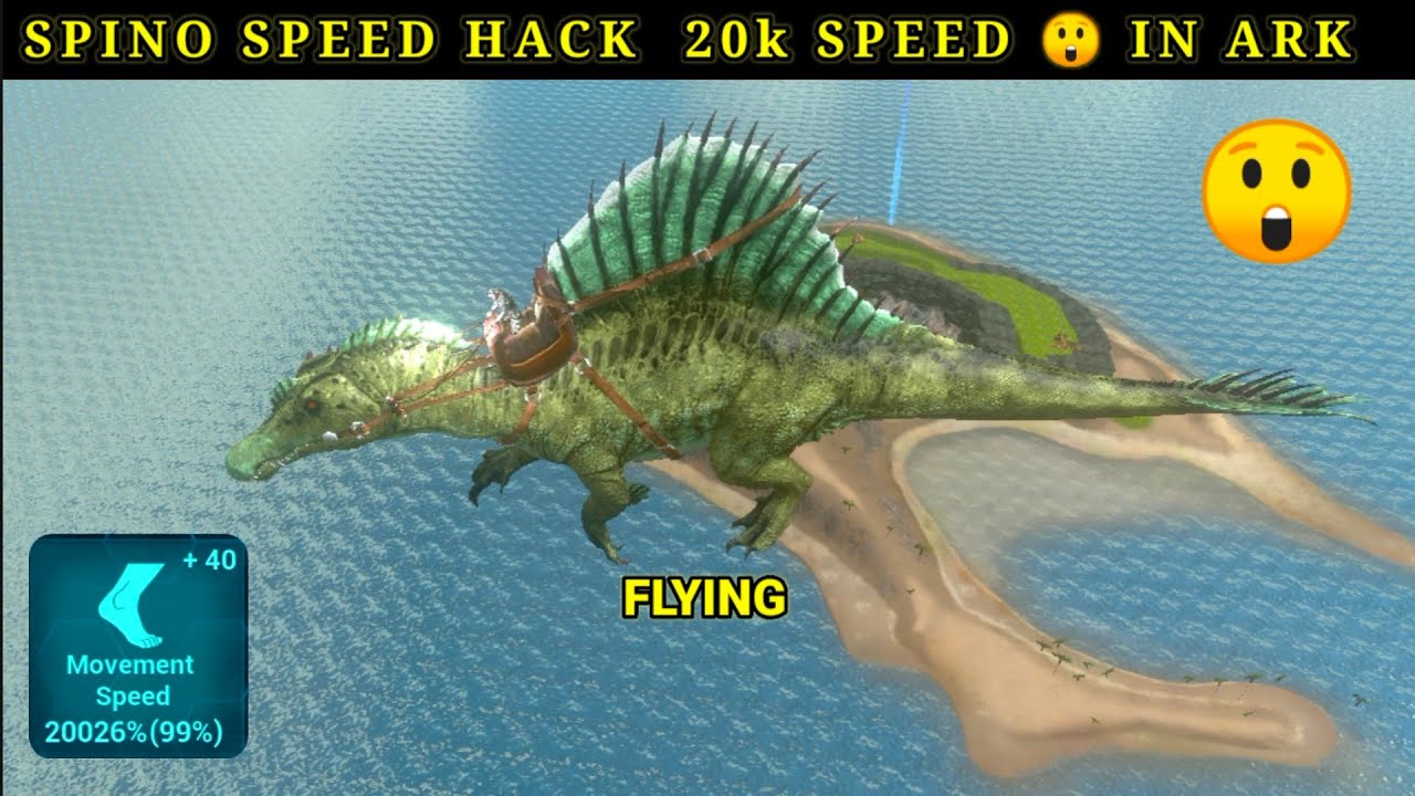 SPINOSAUR GOD 😲 LEVEL SPEED HACK !! FLYING IN SKY EVERY SECOND!! ARK ...