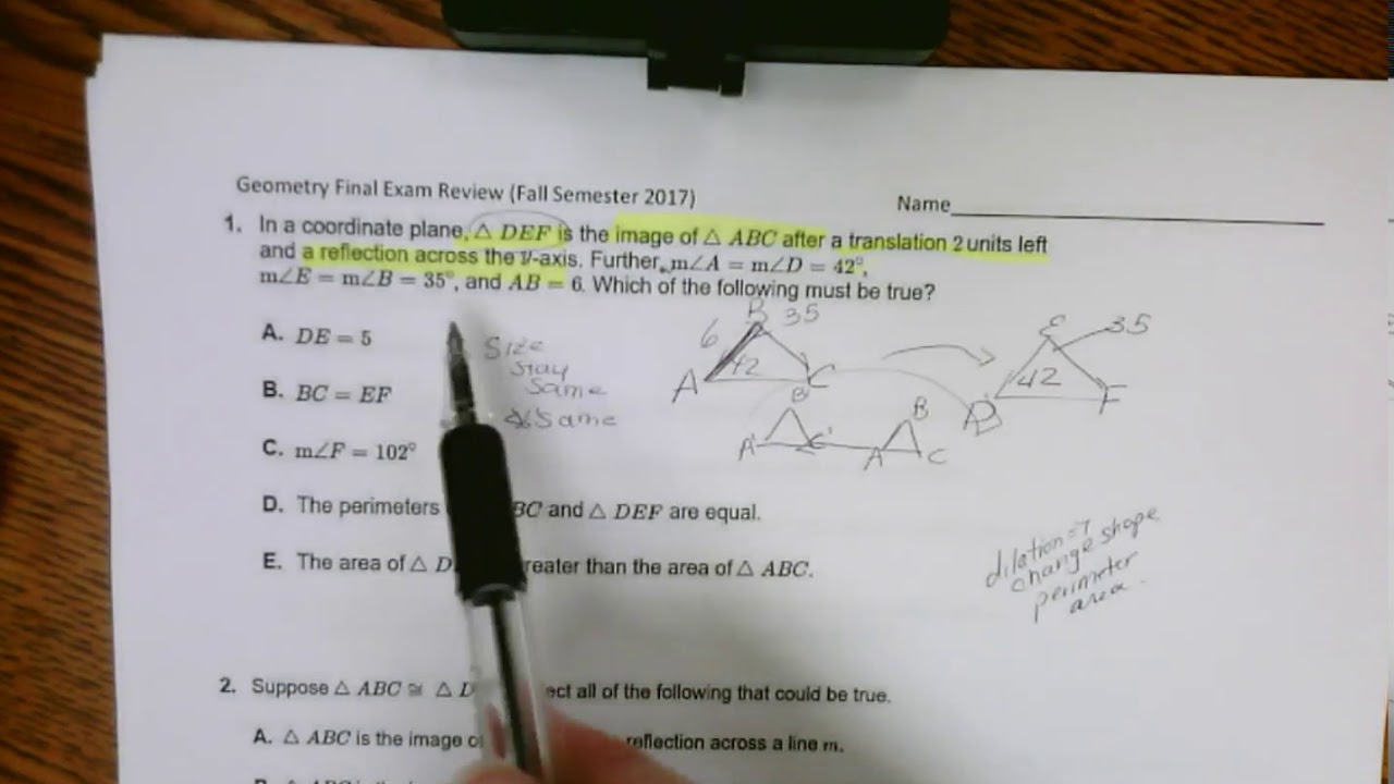 Geometry Semester 1 Review - Question 1 - YouTube