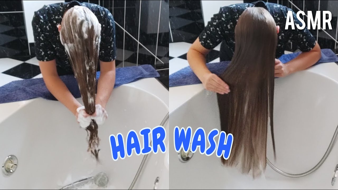 ASMR Long Hair Forward Hairwash💧 - YouTube