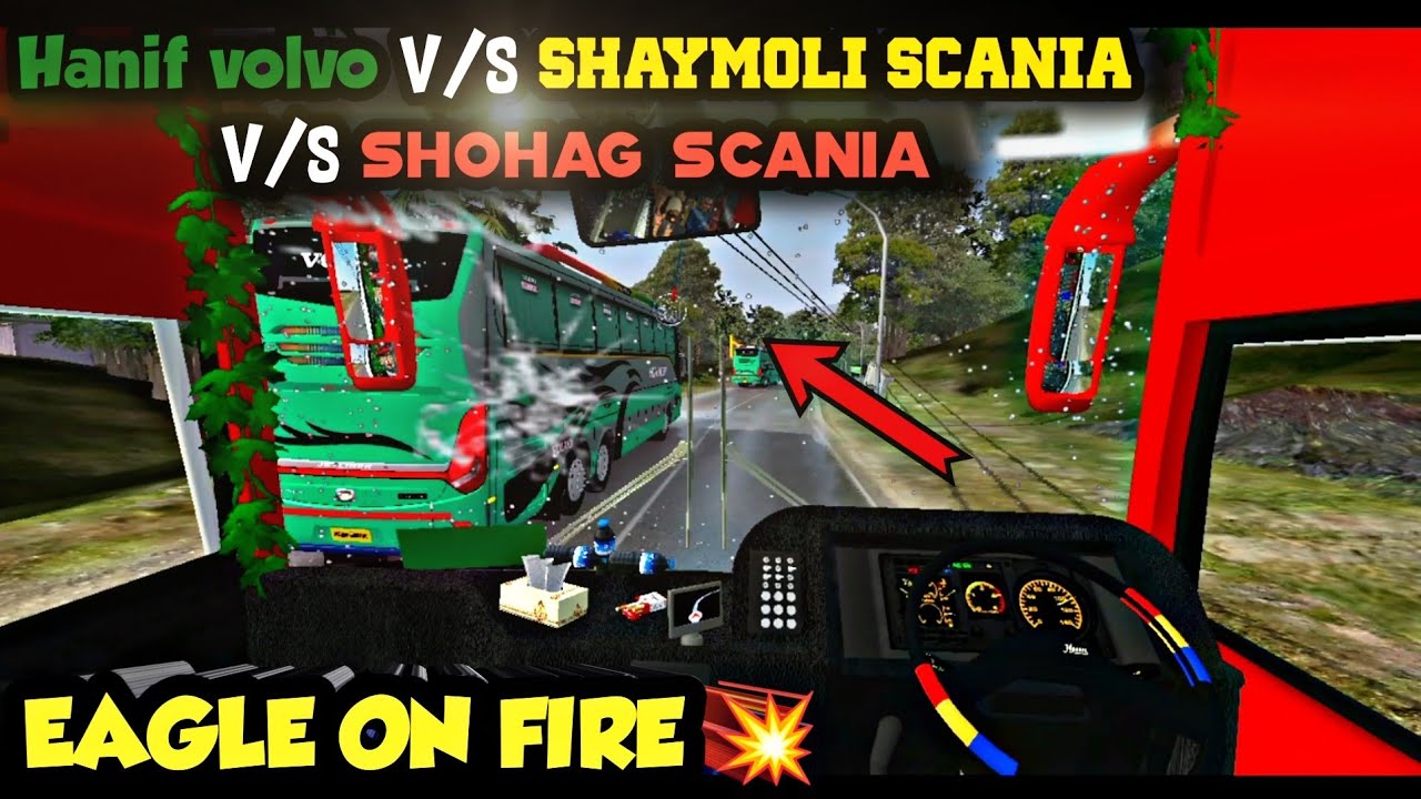 Hanif volvo vs Shaymoli scania vs shohag scania।। BD Bus race - YouTube