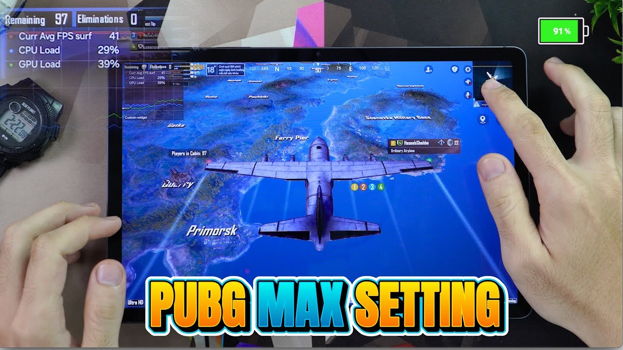Samsung Tab S9 PUBG Max Setting Gaming test - YouTube