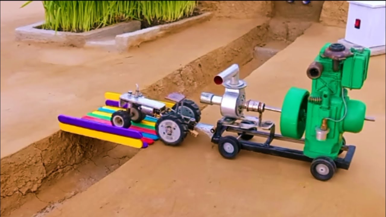 engine ko kaise start kya diy tractor engine mini hand pump project ...